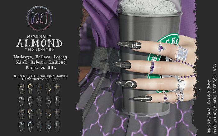 Second Life Marketplace - [QE] Almond Nails - Celestial 001
